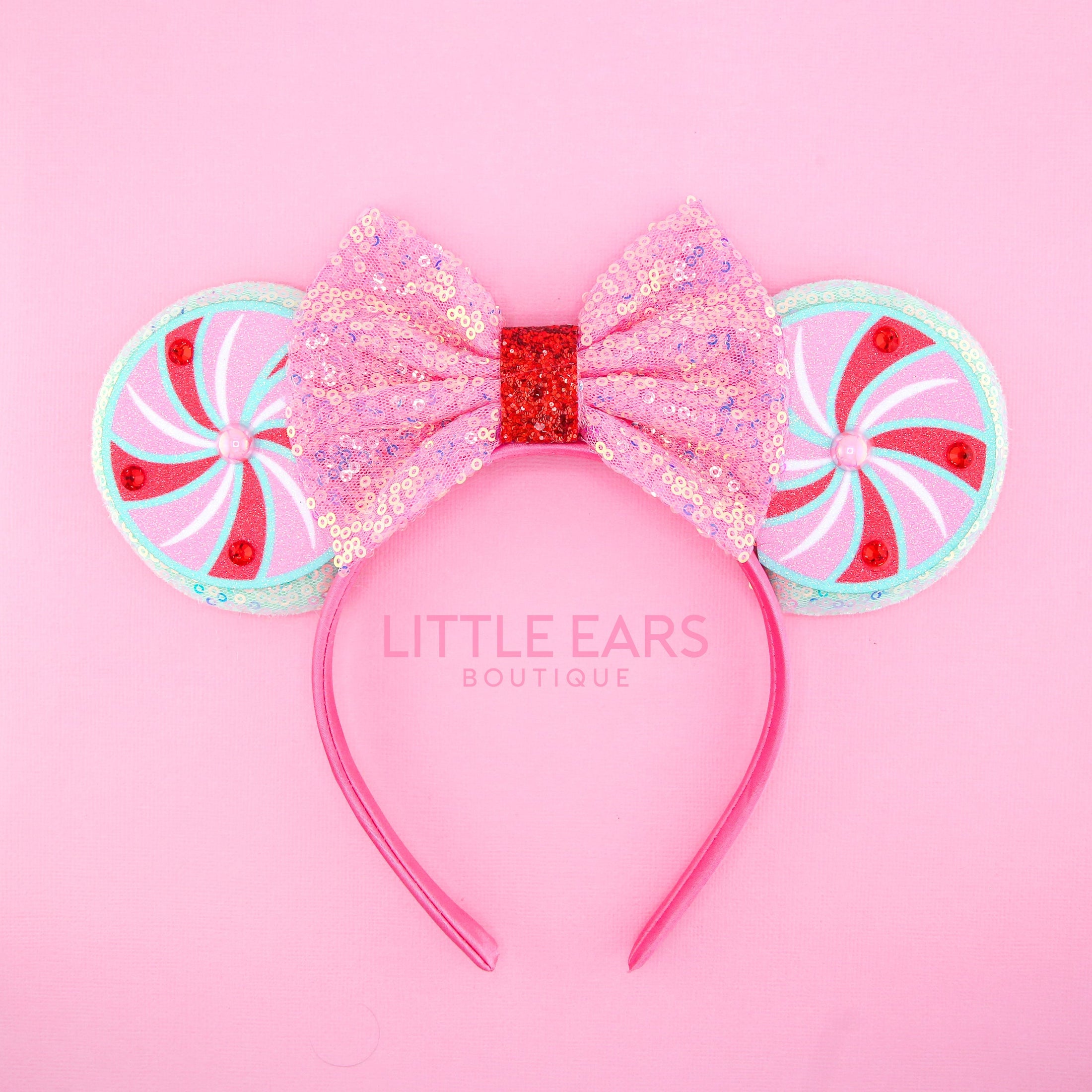 Pink & Mint Peppermint Mickey Ears - Mickey Christmas Mickey Ears ...